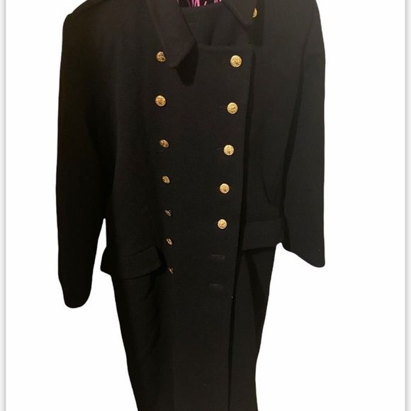 Jackets & Coats | Vintage Heavy Black Long Trench Sailor Coat Size 8 ...